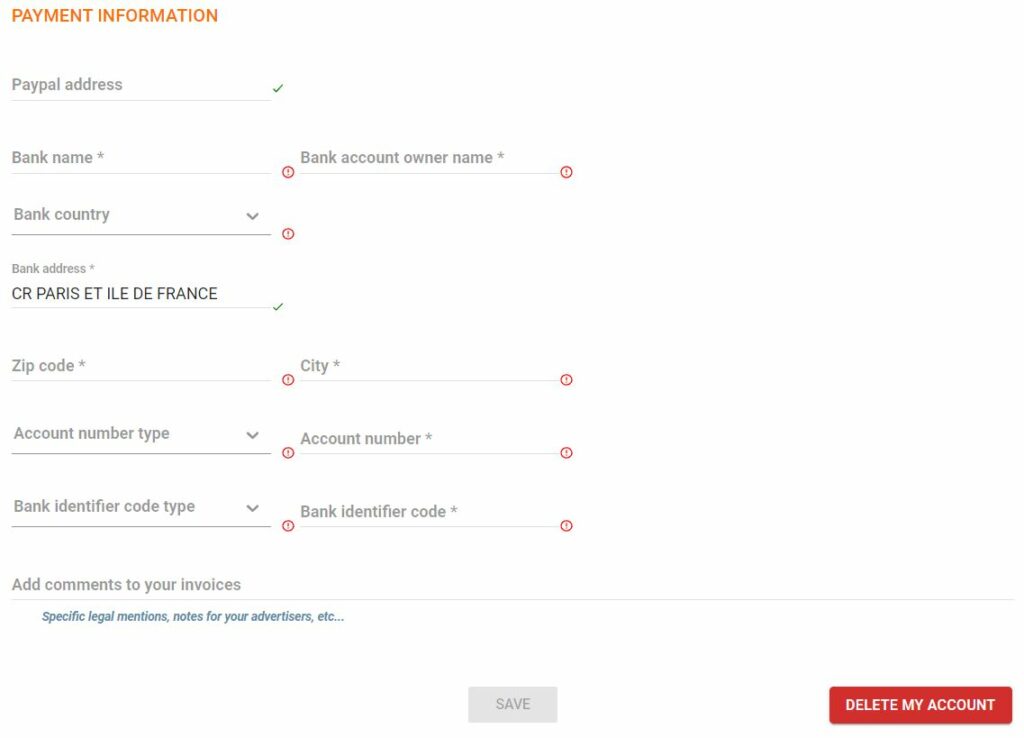 How do I fill in my payment details? - Affilae