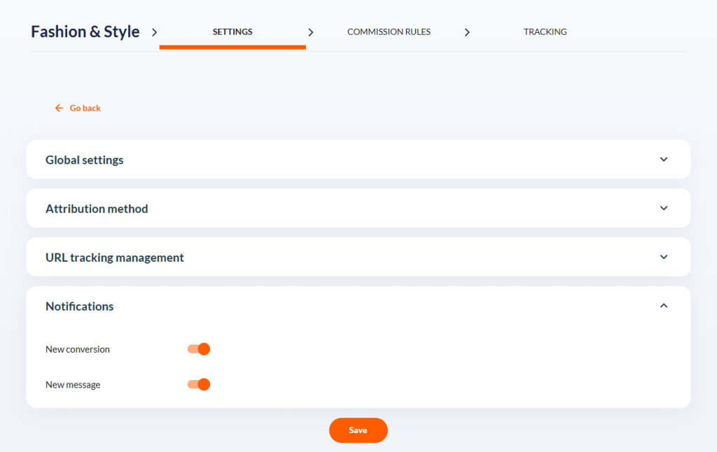 How to enable or disable program notifications - Affilae